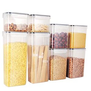 MALOVS Food Storage Containers Set, 8 Pcs Airtight Food Storage Containers with Durable Lids, Kitchen Pantry Organization Ideal for Food, Snacks, Sugar and Pastas.