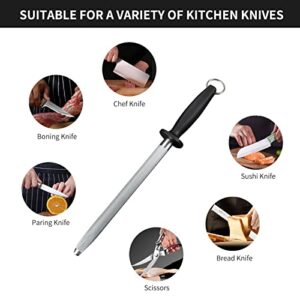 KONOLL Professional Honing Rod, Knife Steel Magnetized for Safety. With an Oval Handle for a Firm Grip and is Built For Daily Use, Perfect for Chefs and Home Cooks