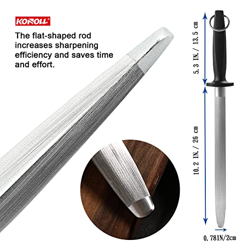 KONOLL Professional Honing Rod, Knife Steel Magnetized for Safety. With an Oval Handle for a Firm Grip and is Built For Daily Use, Perfect for Chefs and Home Cooks