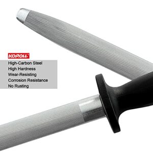 KONOLL Professional Honing Rod, Knife Steel Magnetized for Safety. With an Oval Handle for a Firm Grip and is Built For Daily Use, Perfect for Chefs and Home Cooks