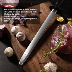 KONOLL Professional Honing Rod, Knife Steel Magnetized for Safety. With an Oval Handle for a Firm Grip and is Built For Daily Use, Perfect for Chefs and Home Cooks