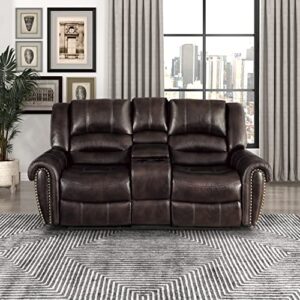 lexicon jacaranda manual double glider reclining loveseat, brown