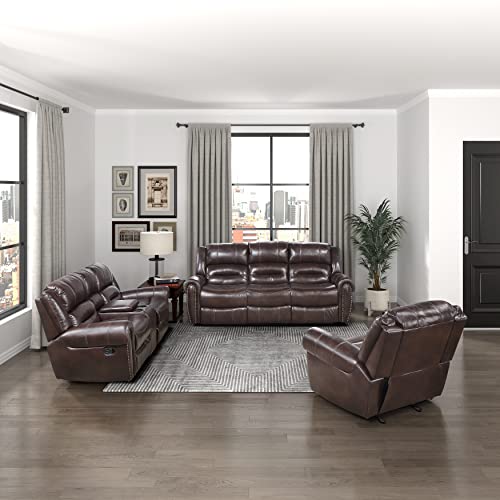 Lexicon Jacaranda Manual Double Glider Reclining Loveseat, Brown