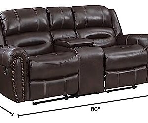 Lexicon Jacaranda Manual Double Glider Reclining Loveseat, Brown