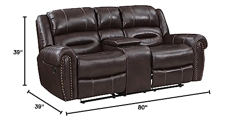 Lexicon Jacaranda Manual Double Glider Reclining Loveseat, Brown