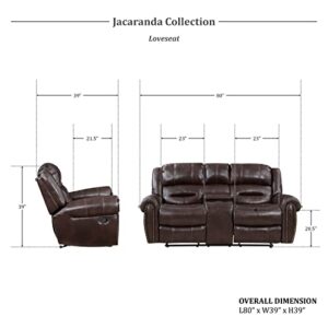 Lexicon Jacaranda Manual Double Glider Reclining Loveseat, Brown