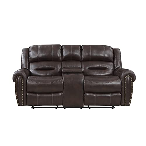 Lexicon Jacaranda Manual Double Glider Reclining Loveseat, Brown