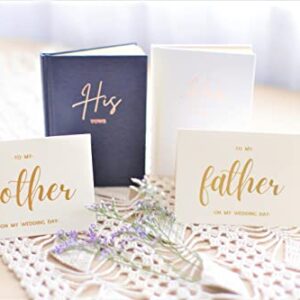 Wedding Vow Books His and Hers- Vow Books, Set with Wedding Cards for Parents, Vow Books for Wedding, Hardcover Rose Gold Foil & Gilded Edges, 13.97 X10.16 CM 40 Pages, 2 pcs Navy Blue White