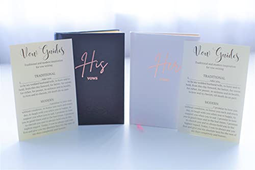 Wedding Vow Books His and Hers- Vow Books, Set with Wedding Cards for Parents, Vow Books for Wedding, Hardcover Rose Gold Foil & Gilded Edges, 13.97 X10.16 CM 40 Pages, 2 pcs Navy Blue White