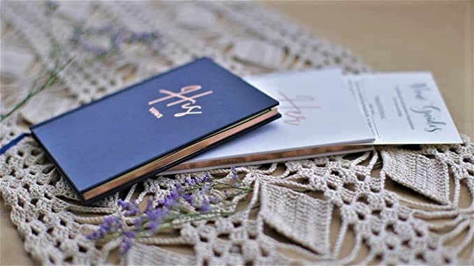 Wedding Vow Books His and Hers- Vow Books, Set with Wedding Cards for Parents, Vow Books for Wedding, Hardcover Rose Gold Foil & Gilded Edges, 13.97 X10.16 CM 40 Pages, 2 pcs Navy Blue White