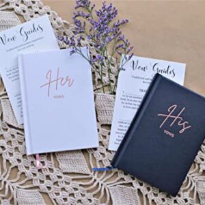 Wedding Vow Books His and Hers- Vow Books, Set with Wedding Cards for Parents, Vow Books for Wedding, Hardcover Rose Gold Foil & Gilded Edges, 13.97 X10.16 CM 40 Pages, 2 pcs Navy Blue White