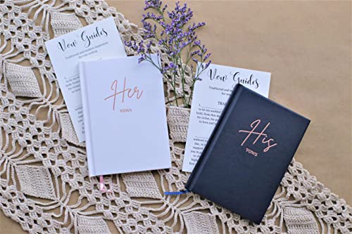 Wedding Vow Books His and Hers- Vow Books, Set with Wedding Cards for Parents, Vow Books for Wedding, Hardcover Rose Gold Foil & Gilded Edges, 13.97 X10.16 CM 40 Pages, 2 pcs Navy Blue White