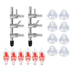 gdqlcnxb 2pcs 3-way aquarium air flow control lever valve distributor splitter pump accessories set with 6check valves & 8 suction cups for fish tank