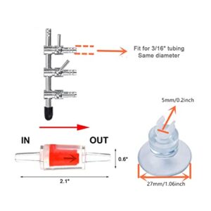 GDQLCNXB 2Pcs 3-Way Aquarium Air Flow Control Lever Valve Distributor Splitter Pump Accessories Set with 6Check Valves & 8 Suction Cups for Fish Tank