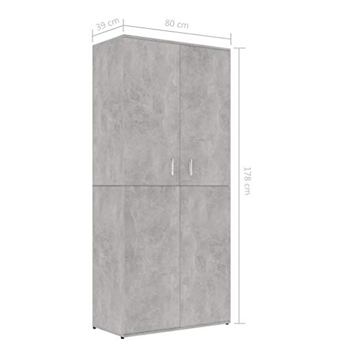 Shoe Cabinet Storage File Rack Organizer for Filing Kitchen Bathroom Toilet Pantry Corner Home Holder Shelf Outdoor Indoor Wall Garage Lock Concrete Gray 31.5"x15.4"x70.1" Chipboard