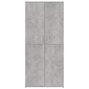 Shoe Cabinet Storage File Rack Organizer for Filing Kitchen Bathroom Toilet Pantry Corner Home Holder Shelf Outdoor Indoor Wall Garage Lock Concrete Gray 31.5"x15.4"x70.1" Chipboard