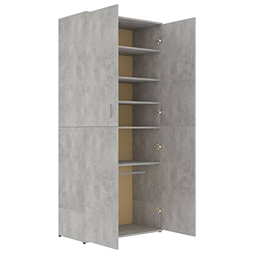 Shoe Cabinet Storage File Rack Organizer for Filing Kitchen Bathroom Toilet Pantry Corner Home Holder Shelf Outdoor Indoor Wall Garage Lock Concrete Gray 31.5"x15.4"x70.1" Chipboard