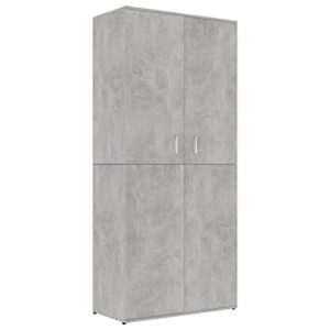 Shoe Cabinet Storage File Rack Organizer for Filing Kitchen Bathroom Toilet Pantry Corner Home Holder Shelf Outdoor Indoor Wall Garage Lock Concrete Gray 31.5"x15.4"x70.1" Chipboard