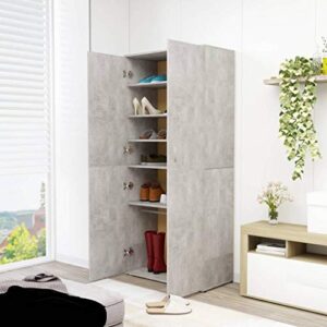 Shoe Cabinet Storage File Rack Organizer for Filing Kitchen Bathroom Toilet Pantry Corner Home Holder Shelf Outdoor Indoor Wall Garage Lock Concrete Gray 31.5"x15.4"x70.1" Chipboard