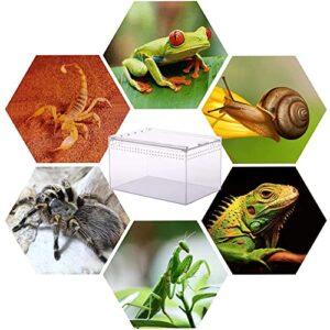 Magnetic Acrylic Reptile terrariums Transparent Enclosure Feeding Supplies Reptile Box,Amphibians pet breeding Vivarium Tank for Turtle,Spiders,Frogs,Geckos,Mantis,Snakes,Scorpions,etc (Large)