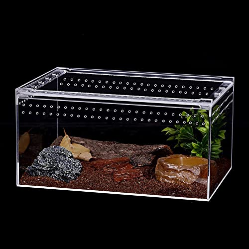 Magnetic Acrylic Reptile terrariums Transparent Enclosure Feeding Supplies Reptile Box,Amphibians pet breeding Vivarium Tank for Turtle,Spiders,Frogs,Geckos,Mantis,Snakes,Scorpions,etc (Large)