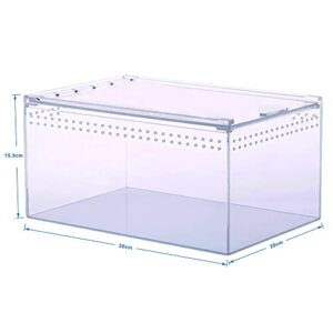 Magnetic Acrylic Reptile terrariums Transparent Enclosure Feeding Supplies Reptile Box,Amphibians pet breeding Vivarium Tank for Turtle,Spiders,Frogs,Geckos,Mantis,Snakes,Scorpions,etc (Large)