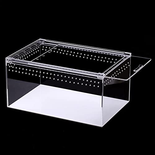 Magnetic Acrylic Reptile terrariums Transparent Enclosure Feeding Supplies Reptile Box,Amphibians pet breeding Vivarium Tank for Turtle,Spiders,Frogs,Geckos,Mantis,Snakes,Scorpions,etc (Large)