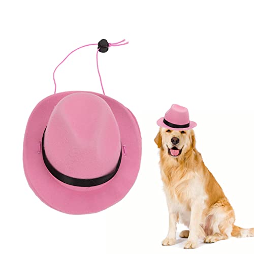 Pet Cowboy Hat, Cowboy Dog Hat Comfortable Polyester for Festival for Cats Pink