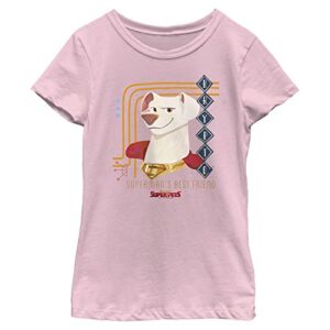 dc league of super-pets girl's krypto doggy t-shirt, pink, small