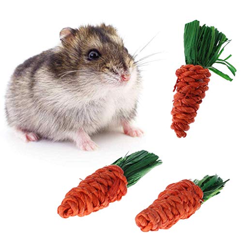 U-M PULABO Nice Design3Pcs Carrot Shaped Rabbit Hamster Chew Bite Toys Guinea Pig Tooth Cleaning Toys