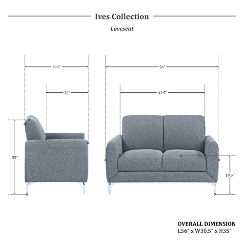 Lexicon Ives Living Room Loveseat, Blue