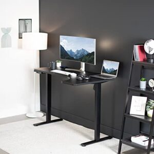 VIVO Electric Height Adjustable L Shaped 58 x 35 inch Corner Standing Desk, Black Reversible Table Top, Black Frame, Workstation with Memory Control Pad, DESK-KIT-1BRB