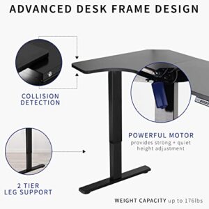 VIVO Electric Height Adjustable L Shaped 58 x 35 inch Corner Standing Desk, Black Reversible Table Top, Black Frame, Workstation with Memory Control Pad, DESK-KIT-1BRB