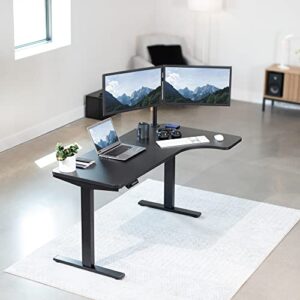 VIVO Electric Height Adjustable L Shaped 58 x 35 inch Corner Standing Desk, Black Reversible Table Top, Black Frame, Workstation with Memory Control Pad, DESK-KIT-1BRB