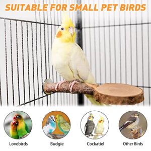 8pack Natural Wood Parrot Toys Set,Including Bird Perches,Bird Swing,Flat Bird Perch,Bird Chewing Toys.Bird Cage Accessories Suitable for Parakeets,Cockatiels,Finches,Budgie,Love Birds (8-Pack)