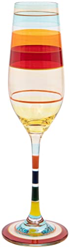 Maturi Hand Painted Stripe Champagne Flute, 220ml, Gift Boxed