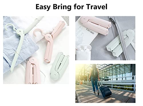 4pcs Upgraded Folding Hanger Space Saving Plastic Pants Hanger Portable Clothes Coat Hangers for Travel Camping Drying Rack (4pcs Pack)