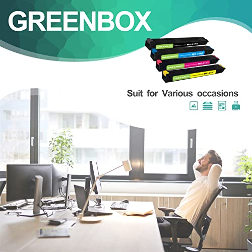 GREENBOX Compatible MX-31NT High Yield Toner Cartridge Replacement for Sharp MX-31NT MX-31NTBA MX-31NTCA MX-31NTMA MX-31NTYA for Sharp MX-2600N 3100N 4100N 4101N 5000N 5001N Printer (4 Pack)