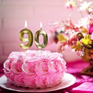 90th Birthday Candles,Gold Number 90 Cake Topper for Birthday Decorations Party Decoration