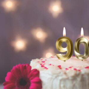 90th Birthday Candles,Gold Number 90 Cake Topper for Birthday Decorations Party Decoration