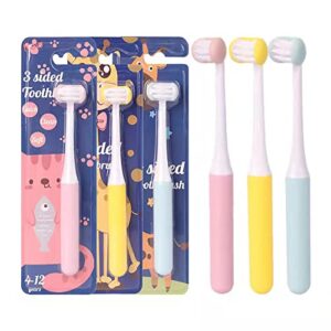 ql-linrun 3 sided toothbrush 3 sided toothbrush kids three sided toothbrush surround toothbrush kids kids toothbrushes toddlers teeth brush（3pcs）