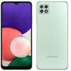 samsung galaxy a22 5g + 4g lte (64gb+4gb) ram gsm factory unlocked smartphone international version (not verizon boost cricket at&t) - no warranty + (w/fast car charger bundle) (mint)