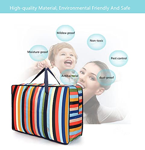 AI-LAFU 1pc Storage Clothes Bag, Large Capacity Supper Strong Orange Stripes Storage Bag, Waterproof Sturdy Oxford AILAFUXLD-O 0