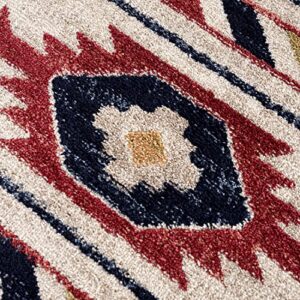 Abani Rugs Tribal Design Red & Beige Living Room Rug - Premium Southwestern Style Non-Shedding 5'3" x 7'6" (5x8) Area Rug