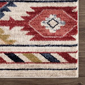 Abani Rugs Tribal Design Red & Beige Living Room Rug - Premium Southwestern Style Non-Shedding 5'3" x 7'6" (5x8) Area Rug