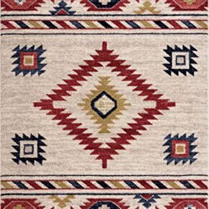 Abani Rugs Tribal Design Red & Beige Living Room Rug - Premium Southwestern Style Non-Shedding 5'3" x 7'6" (5x8) Area Rug