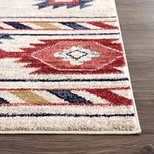 Abani Rugs Tribal Design Red & Beige Living Room Rug - Premium Southwestern Style Non-Shedding 5'3" x 7'6" (5x8) Area Rug