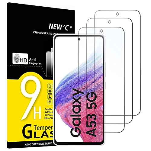 NEW'C [3 Pack] Designed for Samsung Galaxy A53 5G Screen Protector Tempered Glass, Case Friendly Ultra Resistant