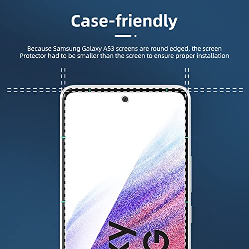 NEW'C [3 Pack] Designed for Samsung Galaxy A53 5G Screen Protector Tempered Glass, Case Friendly Ultra Resistant