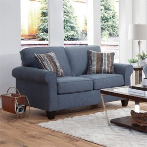 American Furniture Classics Series Model 8-020-A330V8 Loveseat with Two Abstract Chenille Pillows Love Seats, Indigo Blue